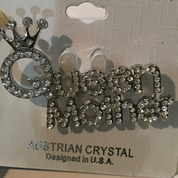 kristine | Jewelry | Queen Mother Crown Clear Crystal Pin Silver | Poshmark